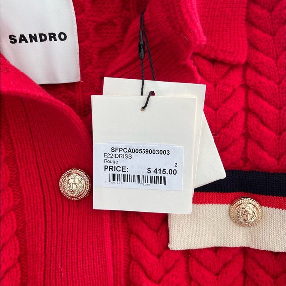 Sandro | Sweaters | Sandro Idriss Cableknit Wool Cardigan In Red | Poshmark